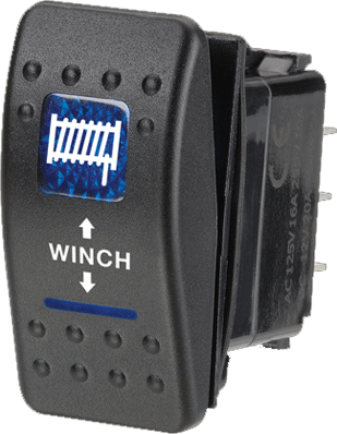 4WDbits Illuminated On/Off/On Sealed Rocker Switch 12 Volt - Winch in/out